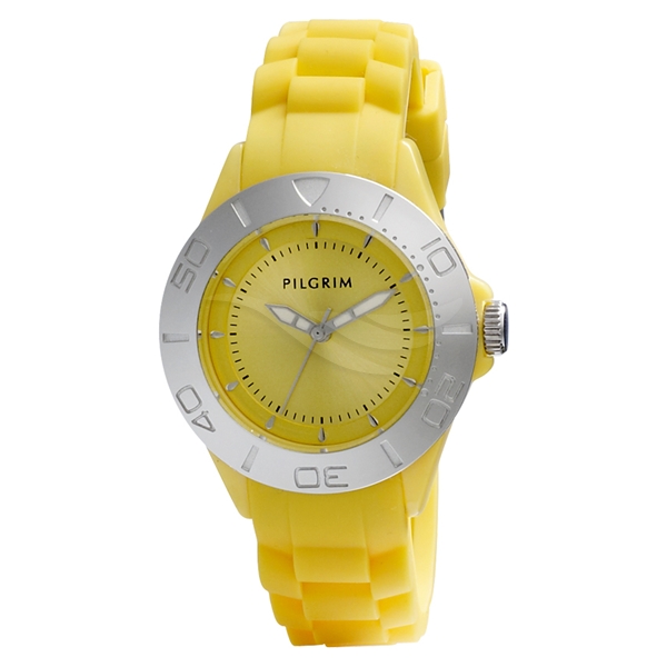 Yellow Rubber Strap Watch - Pilgrim - Armbånd | Shopping4net